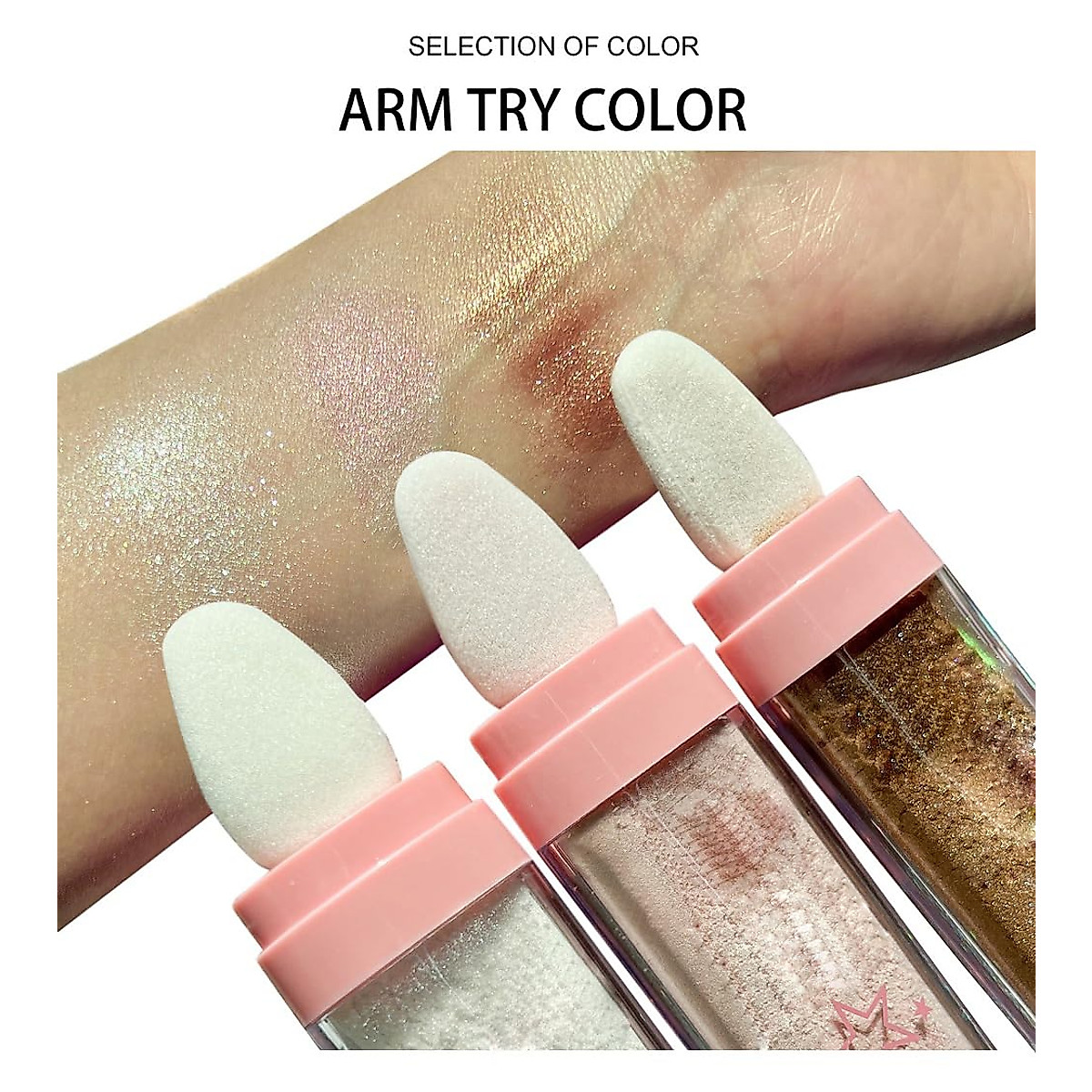 Glitter Powder Highlighter Makeup, Body Brightens the Natural Three-dimensional Face Blusher Patting Powder Highlighter. (01# White moonbeam)