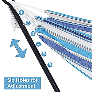OUTDOOR WIND 550lbs Capacity Double Hammock Adjustable Hammock Bed with 10ft Heavy Duty Steel Stand Includes Portable Carrying Case, Easy Set up