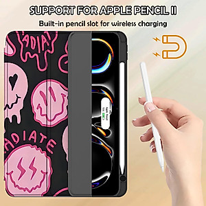 Cabreche Compatible with iPad Pro 13 Inch M4 Case 2024 with Pencil Holder TPU Back Case Auto Sleep/Wake Cover for Girls Women Men Cute Preppy Cool (PS12-Blue, Pro13 inch 2024)