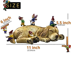 By Mark & Margot Gnome Fairy Statue Garden Decorations Sleeing Dog Gnomes Faires Outside Or Inside Home Decore
