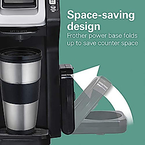 Hamilton Beach FlexBrew Single-Serve Coffee Maker with Milk Frother Compatible with K-Cup Pods and Grounds, 1cups, Black (49949)