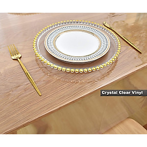 Rally Home Goods Indoor Outdoor Heavy Duty Premium Crystal Clear Vinyl Rectangular Tablecloth, Waterproof Wipeable Plastic Protector Cover for Tables 55 x 72 Inch, Seats 4-6