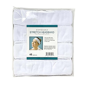 APPEARUS Disposable Headbands without Closure Stretch Cotton Cloth Spa Facial Headband (48 Count)