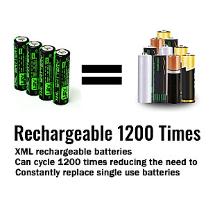 XML Battery (4 Pack) 1.2v 1600mAh Ni-MH AA Low Self-Discharge Rechargeable Battery for Solar Lights, More