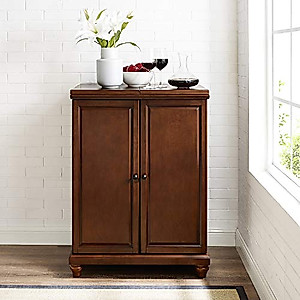 Crosley Furniture Cambridge Expandable Bar Cabinet with Storage Shelves, Drawer, and Wine Rack, Vintage Mahogany