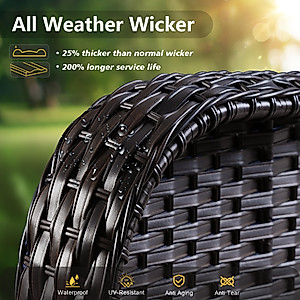 XIZZI Outdoor Furniture Patio Furniture Set 7 Pieces All Weather Wicker Patio Conversation with High Back Sofa Sectional and 2 Ottomans for Garden,Backyard and Deck,Brown Wicker Orange Red