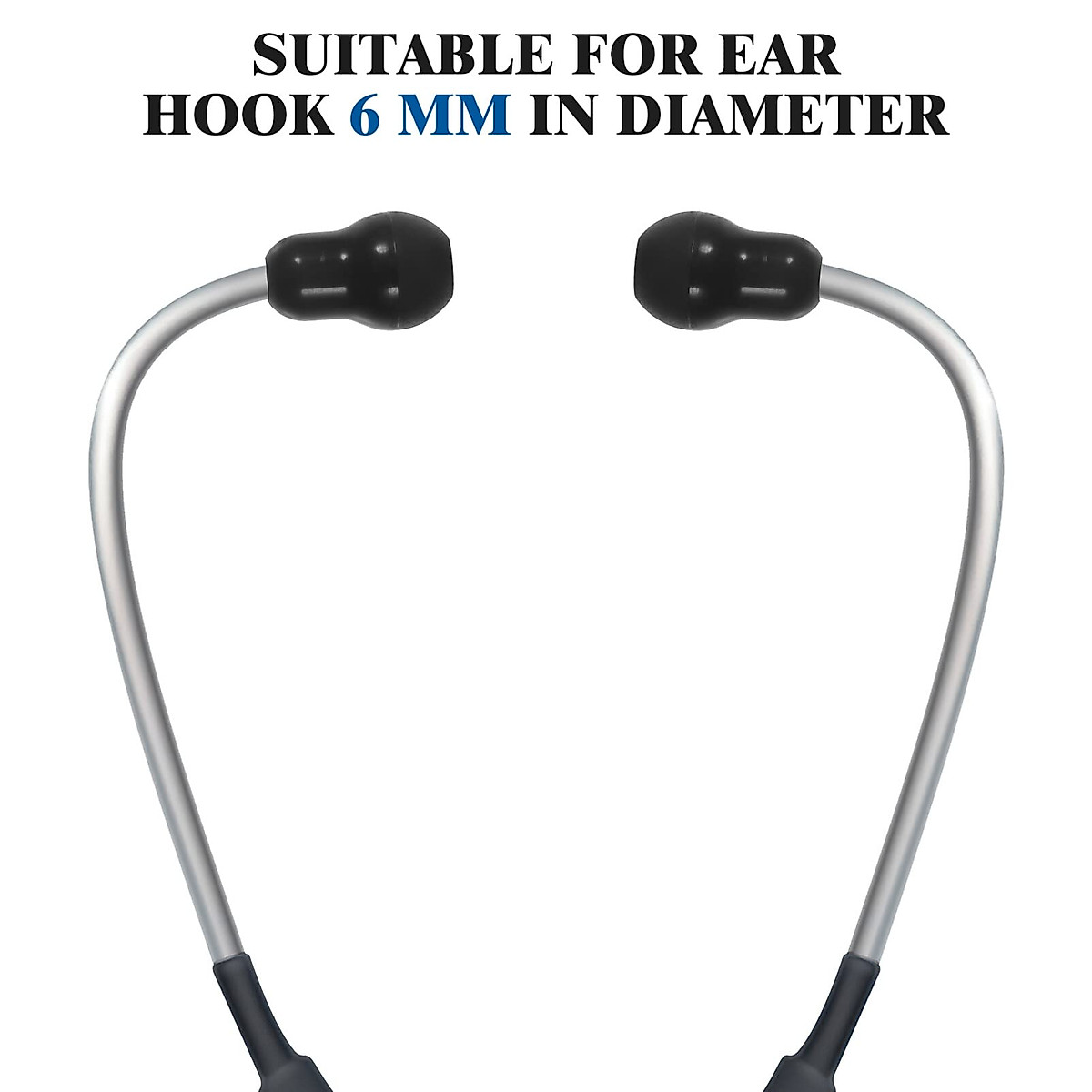 Black Ear Tips Replacement Earpiece Soft Ear End Earbuds for Hospital Clinic Doctor Students 10pcs