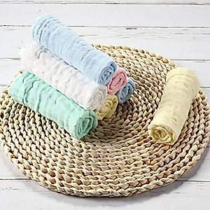 30 Pcs Baby Natural Cotton Burp Cloths Baby Wipes Soft Newborn baby face Towel Absorbent muslin washcloth for Bath Shower, 12 x 12 Inches