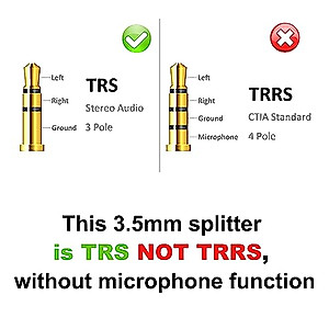 VCE 2-Pack 3.5mm Headphone Y Splitter, Gold Plated 3.5mm 1/8 inch Male to Dual Female Stereo Jack Adapter Converter