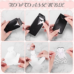 100 Pcs Wedding Party Favor Boxes Dress Tuxedo Candy Chocolate Gift Box Creative Vintage Wedding Treat Bags Bulk with Ribbon for Birthday Bridal Shower Guests Decoration Party Supplies (Stylish Style)