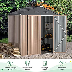 U-MAX 6 x 4FT Outdoor Storage Shed, Lockable Bike Shed,Garden Shed &Tool Shed for Backyard, Patio, Lawn