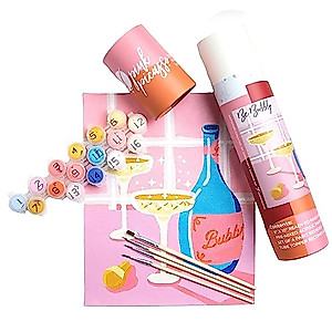 Pink Picasso Kits Mid Century Modern Paint by Number for All Ages | DIY Color by Numbers Craft Kit Acrylic Paint Canvas Beginners Painting Kits as Seen On Shark Tank | (Be Bubbly) 8x10-Paint Kit Set