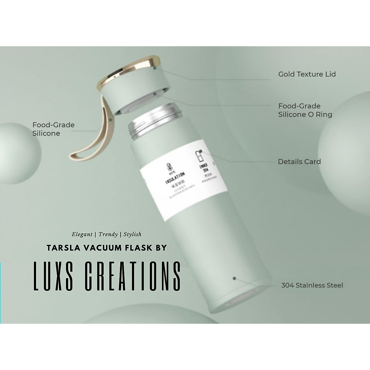 Vacuum Insulated Stainless Steel Metal Flask Thermos Water Bottle with Handle | Elegant Design | Reusable Leak Proof BPA-Free Flask for Gym, Travel, Sports, Gift | 16oz (450ml) (Light Pink)