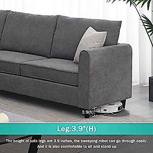 ATY Upholstered Sectional Sofa, L Shape Couch with 3 Pillows, Living Room Furniture, Perfect for Office, Apartment, 88 x 88 Inch, Gray