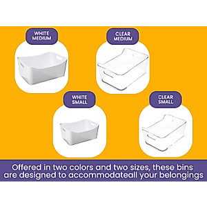 YBM HOME Storage Bins - Open Plastic Organizers and Storage Basket for Kitchen Pantry Organization, Under Sink Bathroom Storage, Toy Baskets, Food Storage Box Containers (Medium - Clear)