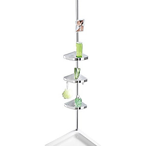 WENKO 22124100 Telescopic Shower Corner Element Premium, 10.8 x 27.6-102.4 x 7.9 inch, Shiny