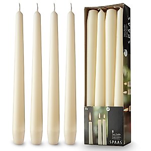Rambue 10" Ivory Taper Candles - 8 Pack Classic Ivory Candlesticks - Dripless Cream Tapered Candlesticks for Weddings, Dinner Candles, and Home Decor - 8 Hours Burn Time