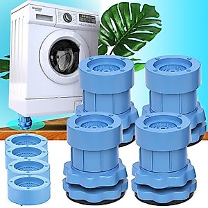 Multifunctional Adjustable Bracket Base For Washing Machine,Multifunctional Adjustable Bracket Base Anti Vibration Pads,Adjustable Height Washing Machine Support Foot Pads Non Slip Heighten (4xBlue)