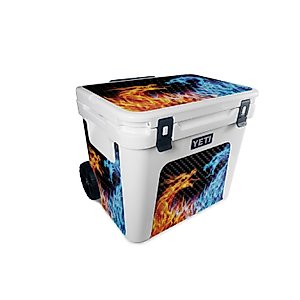 MightySkins Carbon Fiber Skin Compatible with Yeti Roadie 60 Wheeled Cooler - Dueling Dragons | Protective, Durable Textured Carbon Fiber Finish | Easy to Apply and Change Styles | Made in The USA