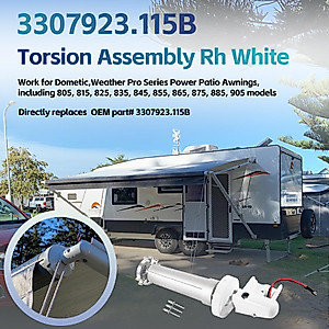 3307923.115B Awning Torsion Assembly White for Dometic WeatherPro Power Patio Awning Power Awning Motor RV Awning RH Drive Head Assembly