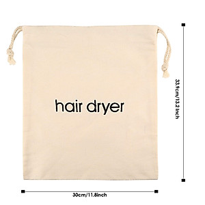 ERKXD Hair Dryer Bags Drawstring Bag Container Hairdryer Bag for travel bathroom (White)
