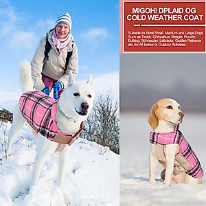 MIGOHI Dog Jackets for Winter, Reversible Dog Coat Windproof Waterproof Dog Winter Jackets for Cold Weather, British Style Plaid Dog Coats Warm Dog Vest for Small Medium Large Dogs, Pink S