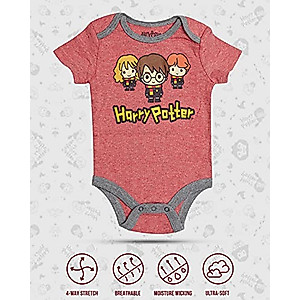 Harry Potter Baby Boys’ Short Sleeve Bodysuit Multipack Gift For Baby Girl or Boy Baby Clothes (3 Pack Red-White-Grey, 3-6 Months)