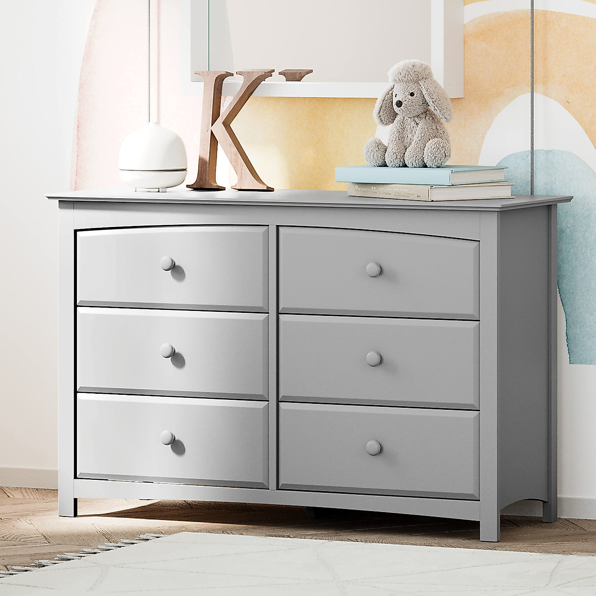 Storkcraft Kenton 6 Drawer Universal Dresser (Pebble Gray) – Dresser For Kids Bedroom, Nursery Dresser Organizer, Chest Of Drawers For Bedroom With 6 Drawers, Universal Design For Children’s Bedroom