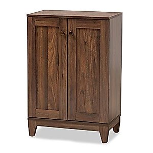 Baxton Studio Nissa Walnut Brown Finished Wood 2-Door Shoe Storage Cabinet