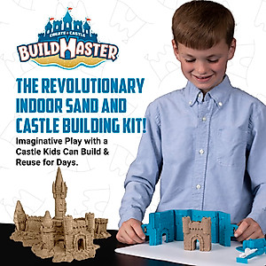 Create A Castle Indoor Sandcastle Play Sand Kit, 2.65 lbs Sensory Play Sand, BuildMaster Reusable Castle Magic Sand Toy Set for Kids, 25 Pieces and Playmat, for Kids 6+