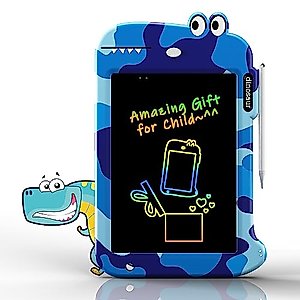 VNVDFLM 8.8 Dino LCD Writing Tablet for Kids Doodle Board Drawing Pad Birthday Gifts for 3 4 5 6 7 8 Year Old Boys and Girls (Blue Camo)