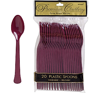 Berry Plastic Heavy Weight Spoons (20 Count) - Premium Disposable Plastic Cutlery, Perfect for Home Use and All Kinds of Occasions