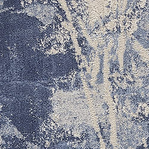 Nourison Sleek Textures Abstract Blue/Cream 9'3" x 12'9" Area -Rug, Easy -Cleaning, Non Shedding, Bed Room, Living Room, Dining Room, Kitchen (9x13)