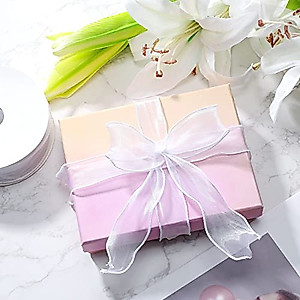 150 ft 50 Yards White Ribbon Organza Wired Sheer Wide Chiffon Ribbon for Wedding Gift Wrapping and Crafts Decor (1.5 Inch x 50 Yards)