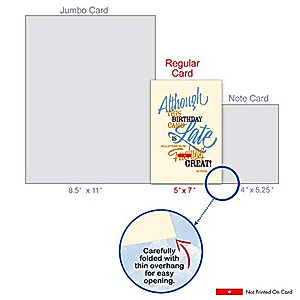 NobleWorks - 1 Funny Birthday Greeting Card - Sassy Bday Card, Stationery Humor - Late Card C7348BEG