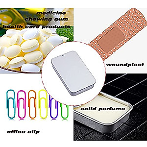 Mini Skater 4Pcs 3.15"x1.97"x0.59"Mini Metal Slide Top Tin Container, Sliding Cover Push-Pull Tin Box,Portable Slide Cover Storage Box for Wedding Jewelry Lip Balm Container Cosmetic Organizer(Silver)