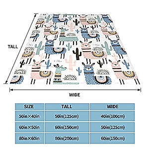 Llama and Cactuses Throw Blanket Warm Ultra-Soft Micro Fleece Blanket for Bed Couch Living Room Decoration