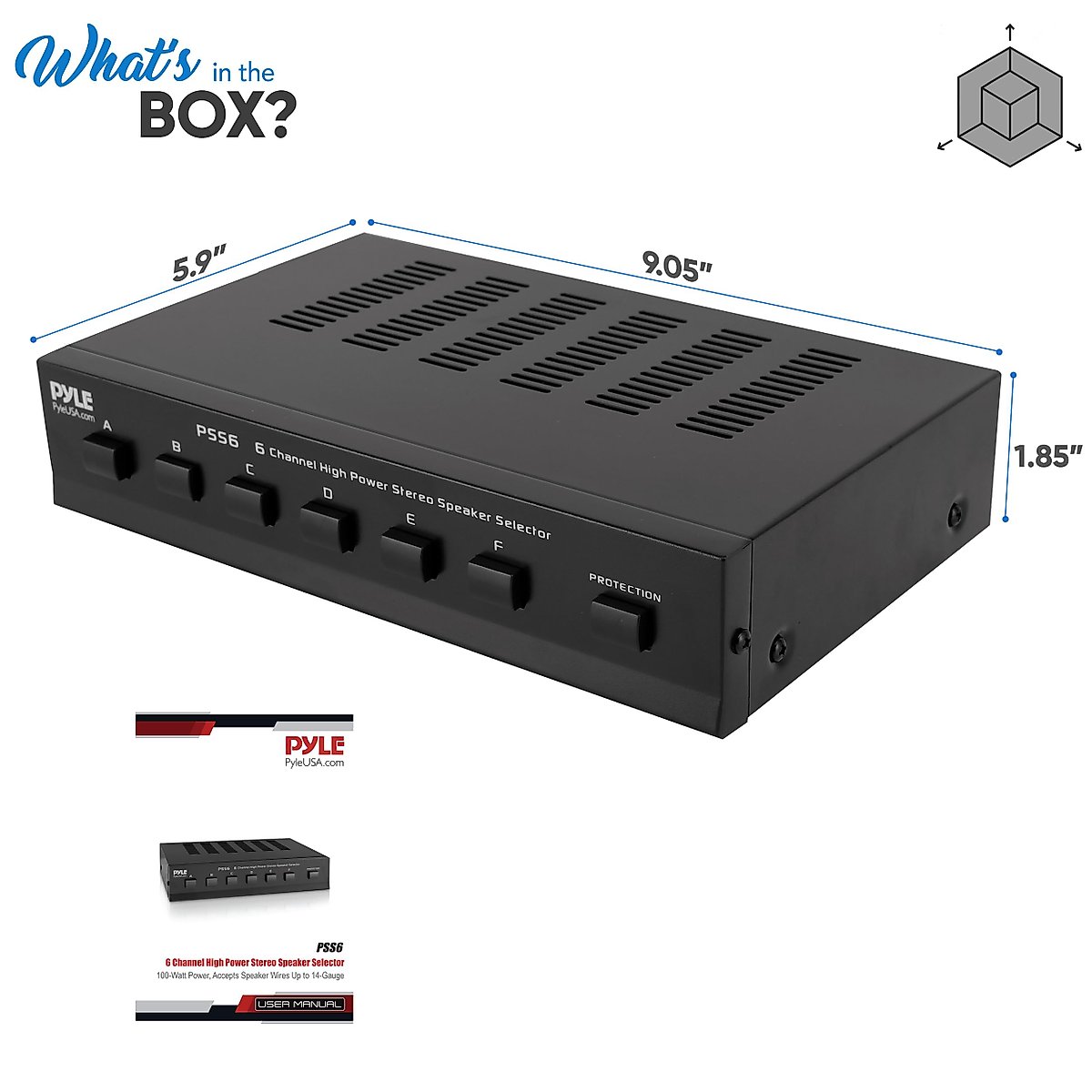 Pyle Home Premium New and Improved 6 Zone Channel Speaker Switch Selector Switch Box Hub Distribution Box for Multi-Channel High Powered Stereo Amplifier A,B,C,D Switches, 6 Pairs Of speakers PSS6