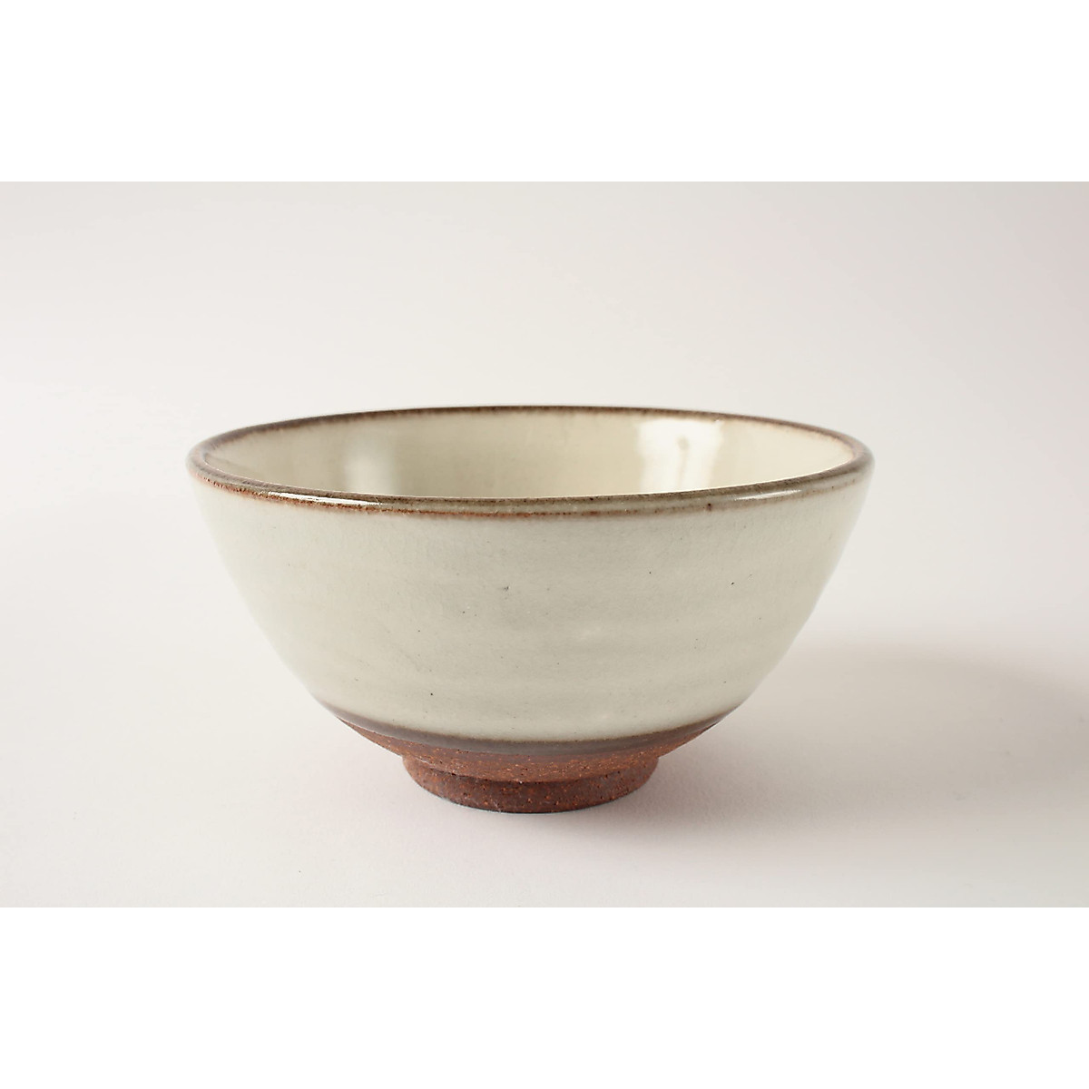 Mino ware Japanese Pottery Rice Bowl Matte White with Brown Edge made in Japan (Japan Import) KSC009