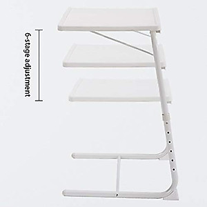 TOE Computer Desk Multifunctional Portable Study Writing Desk Adjustable Folding Laptop Desk Learning Desk for Home Office (Color : White)