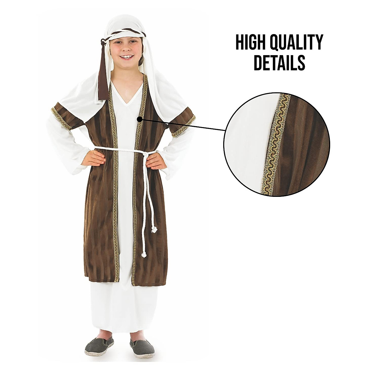 fun shack Boys Shepherd Costume for Kids, Joseph Costume for Boys, Shepherd Boy Outfit, Nativity Dress-Up, X-Large