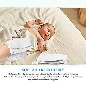 BELIZ Muslin Burp Cloths for Baby - 100% Organic Cotton Baby Washcloths - Cloth Diapers - 6 Layers Large 20" X 10" Extra Absorbent Soft Unisex - Boy and Girl (White 5 Pack)