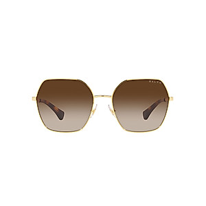 Ralph by Ralph Lauren Women's RA4138 Square Sunglasses, Shiny Gold/Gradient Brown, 58 mm