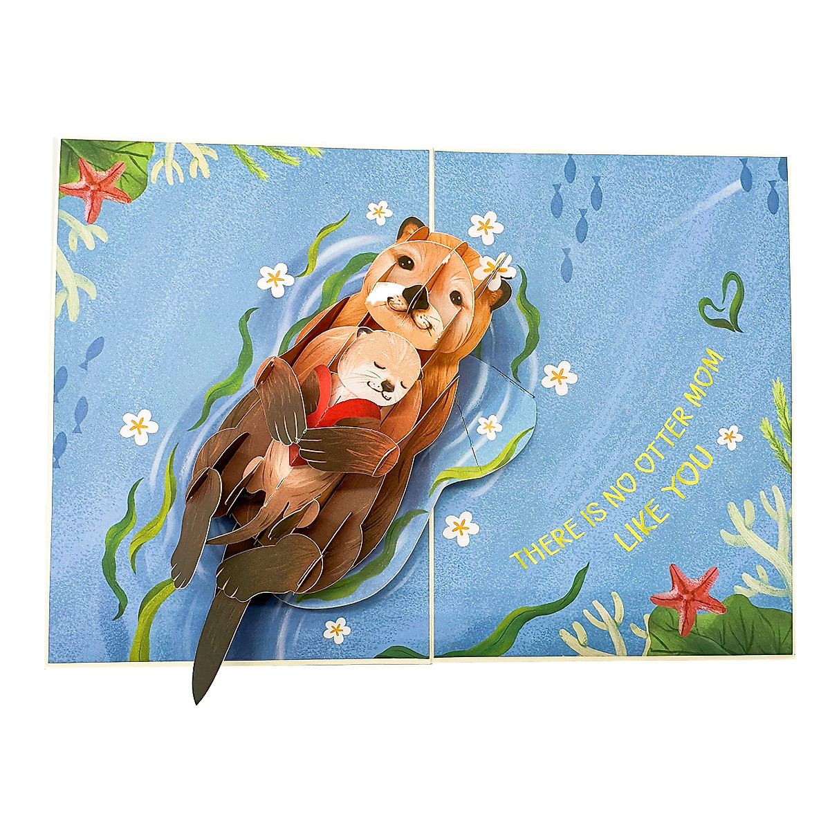 Liif Otter Mothers Day Card, 3D Pop Up 1st Mothers Day Card, First Mother Birthday Card for Mom, Otter Card