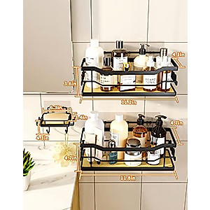 SWTYMIKI Shower Caddy Over Shower Head, 3 Tier Rustproof Hanging Shower Organizer with 16 Hooks & Dual Soap Holder, Large Capacity Shower Rack over the Shower Head for Bathroom Shower Room, Bronze