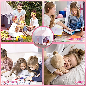 HAHASOLE Large Play Tent with Lights, Kids Tent Large Toddler Playhouse Indoor Outdoor, Princess Castle Tent with Windows, Kids Play Tent for Boys Girls, Great Gift