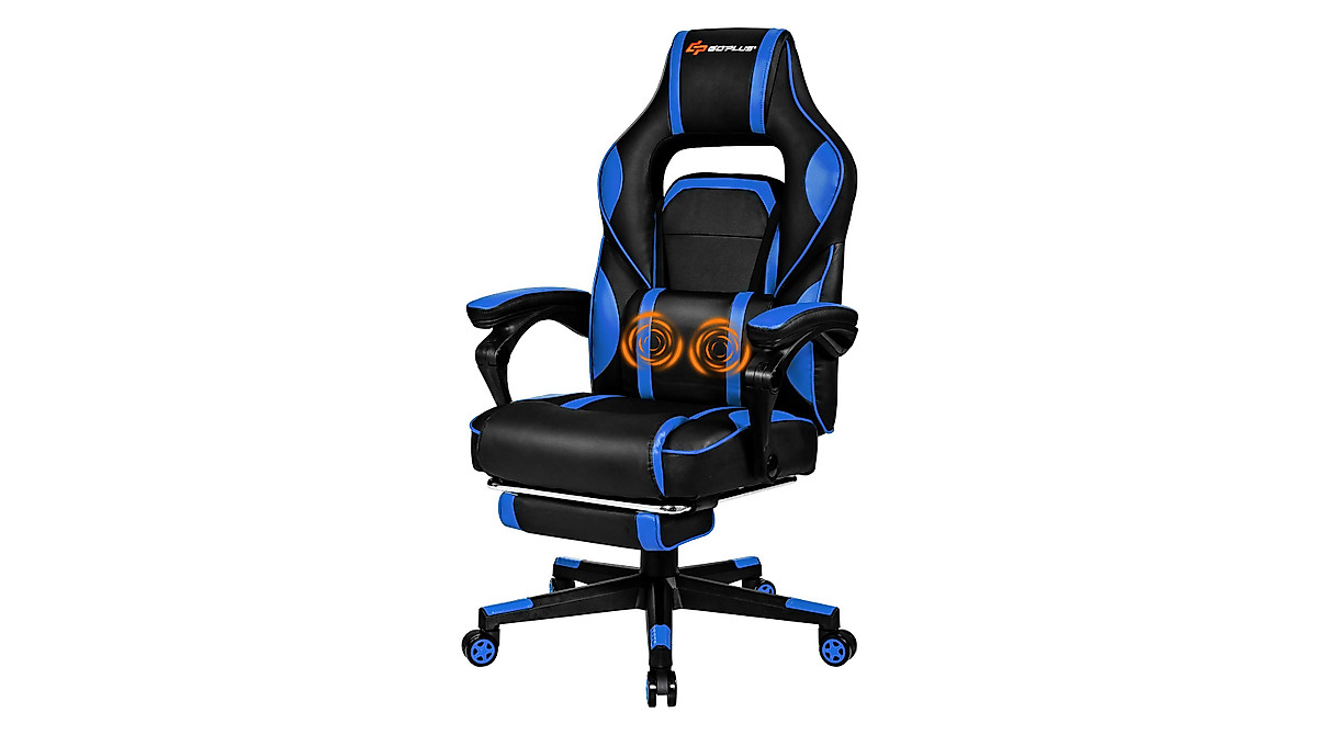 Goplus Gaming Chair with Massage & Adjustable Backrest