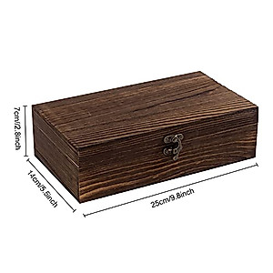 Dedoot Unfinished Wooden Box with Hinged Lid 9.7x5.5x2.7 Inch Rectangle Keepsake Box Clasp Wood Box, Storage Box for DIY Crafts, Home Deocration, Jewelry,Brown