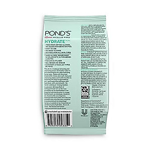 POND'S Vitamin Micellar Makeup Remover Wipes for Dry Skin, Skin Care Hydrating Aloe Vera Daily Face Wipes Remove Dirt, Waterproof Makeup, 25 Count, 4 Pack