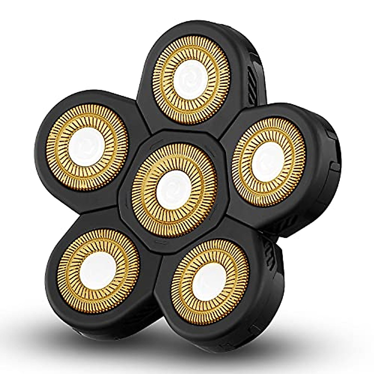 Replacement Head for Electric Shaver Mens Electric Razor Head 6D - Close Head Shavers for Men Replacement Head - Wet & Dry Bald Shavers Blades Waterproof Shavers Replacement Blades Head（Gold）